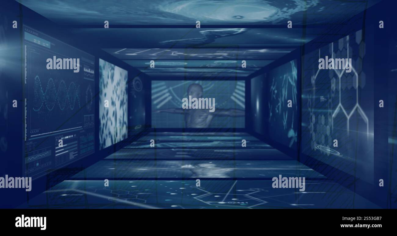 Image of scientific and medical data processing in room of giant ...