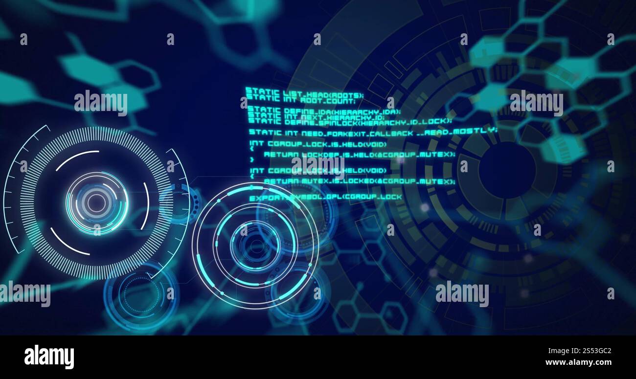 Image of scopes scanning and data processing over dark background Stock Photo - Alamy