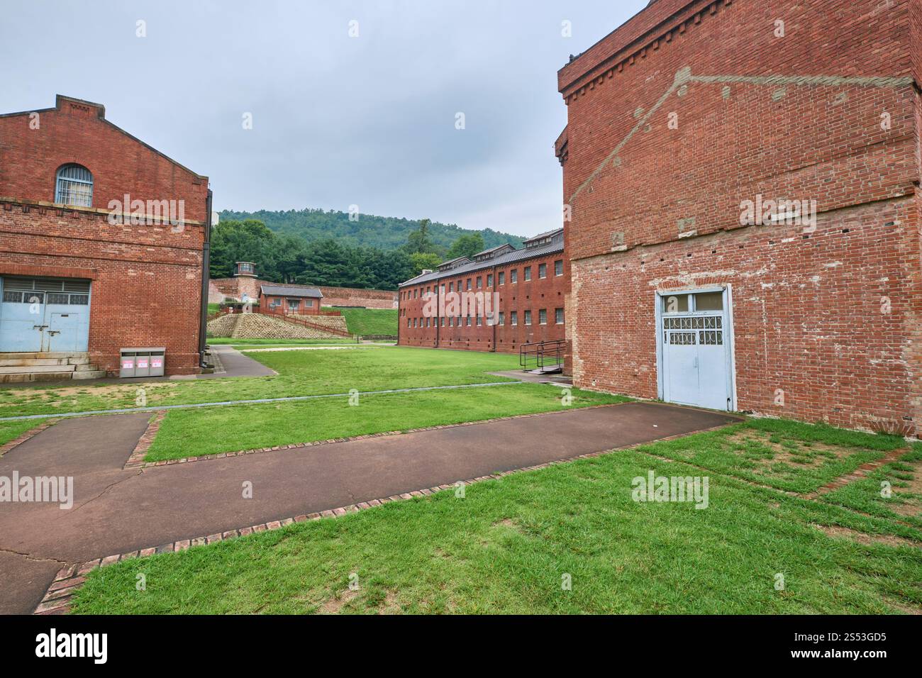 Exterior view of some of the red brick buildings. At the Seodaemun ...