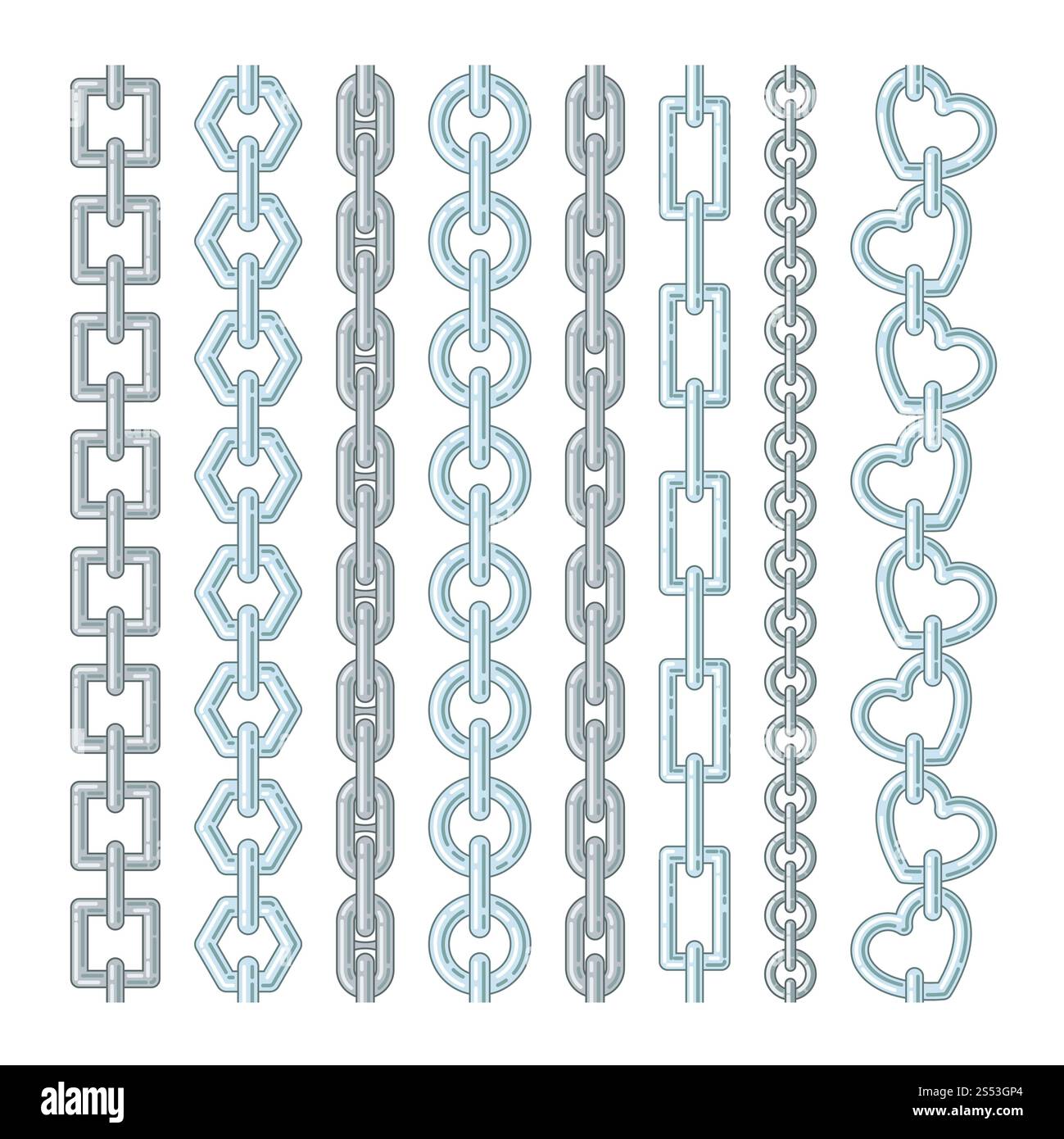 Metal and silver chains isolate on white. Vector chain steel, strong ...