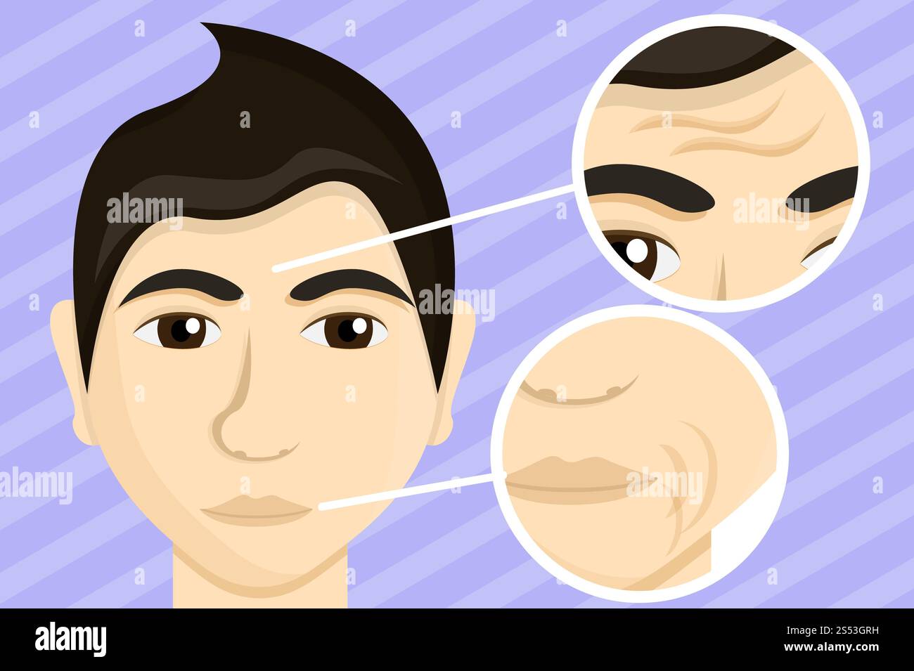 Man face lifting concept banner. Cartoon illustration of man face ...