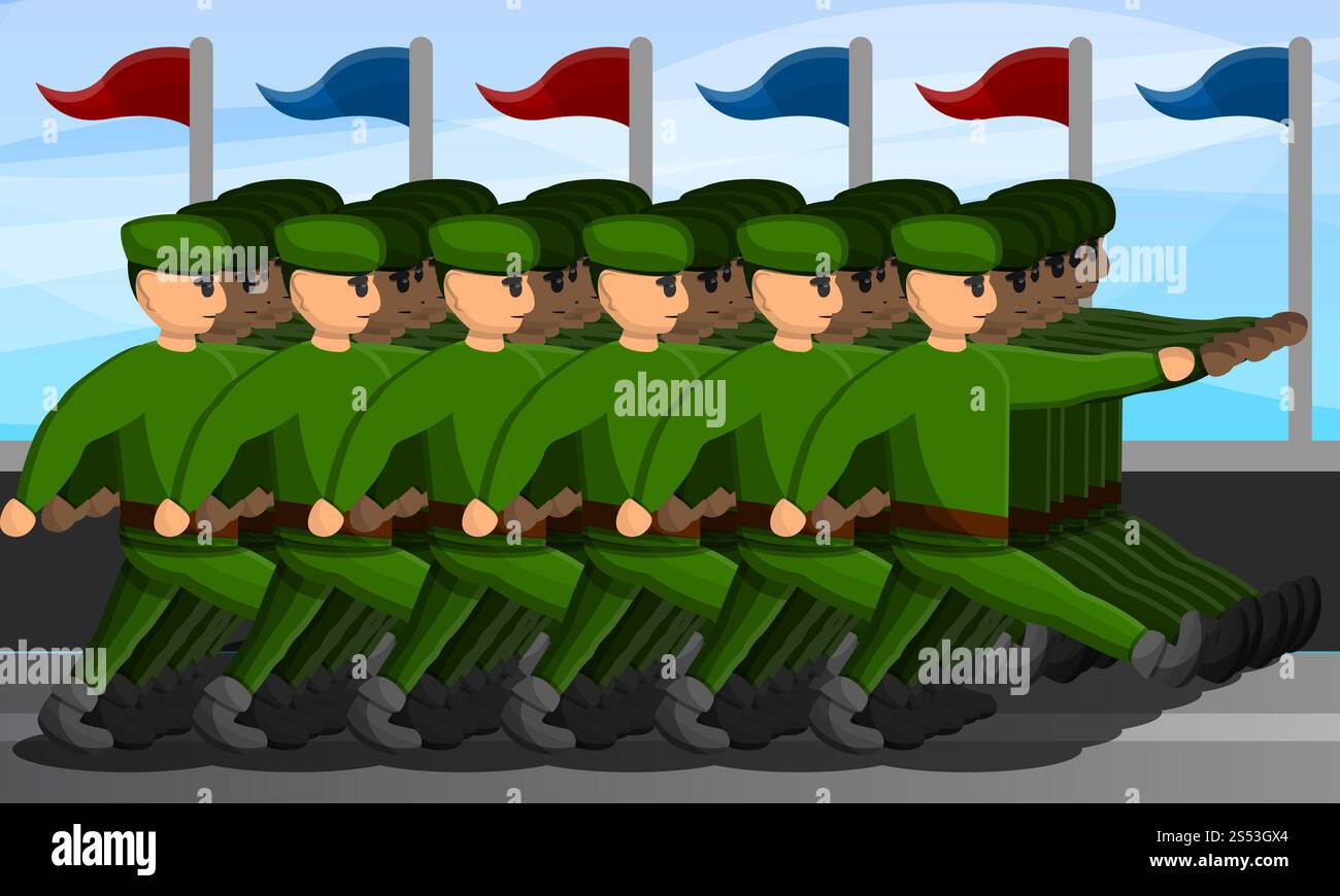 Military parade concept banner. Cartoon illustration of military parade ...