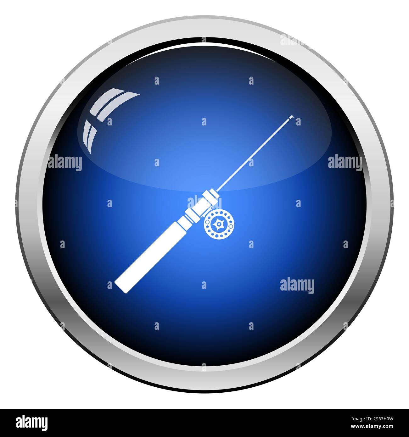 Icon Of Fishing Winter Tackle. Glossy Button Design. Vector ...