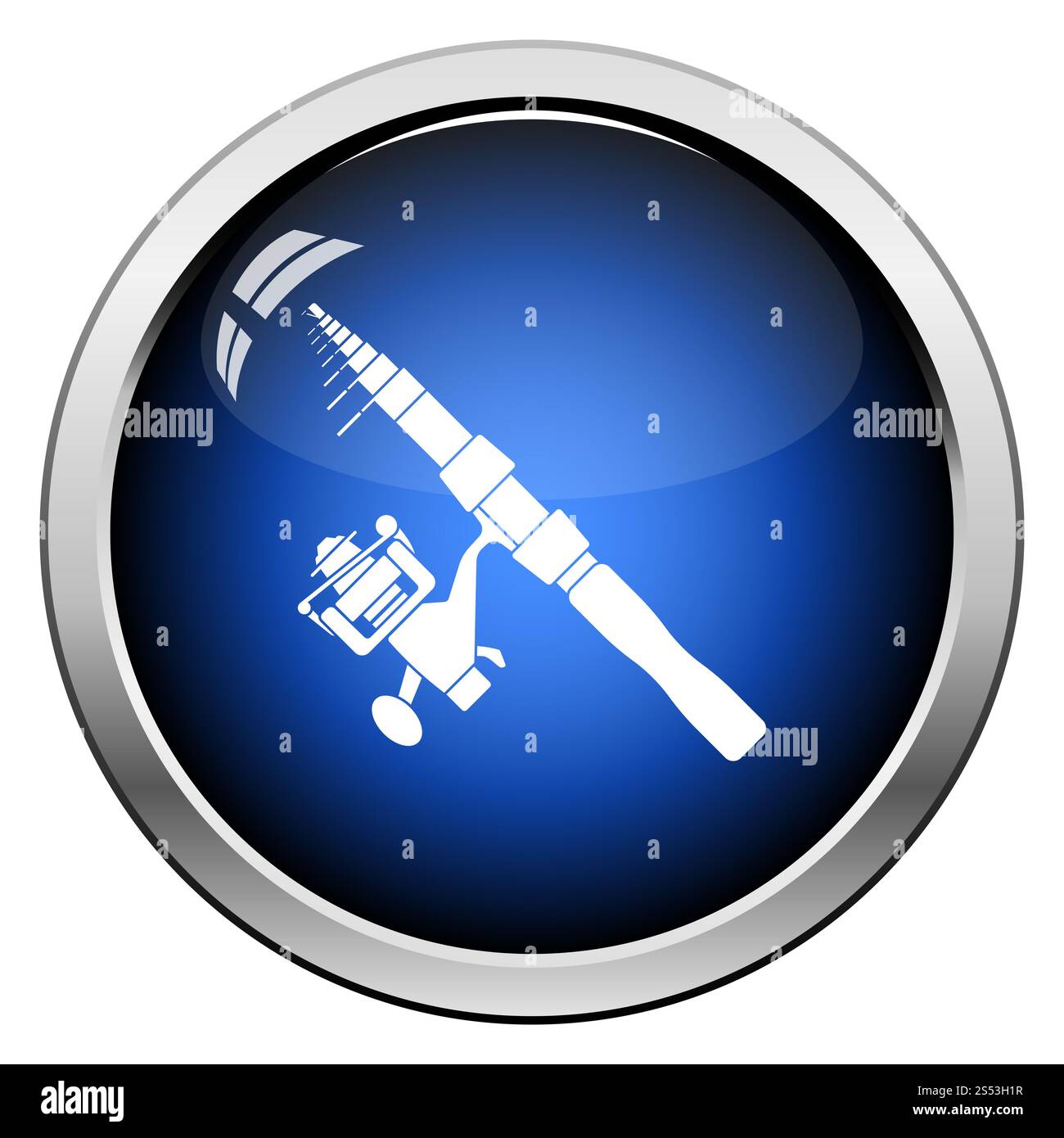 Icon Of Curved Fishing Tackle. Glossy Button Design. Vector ...