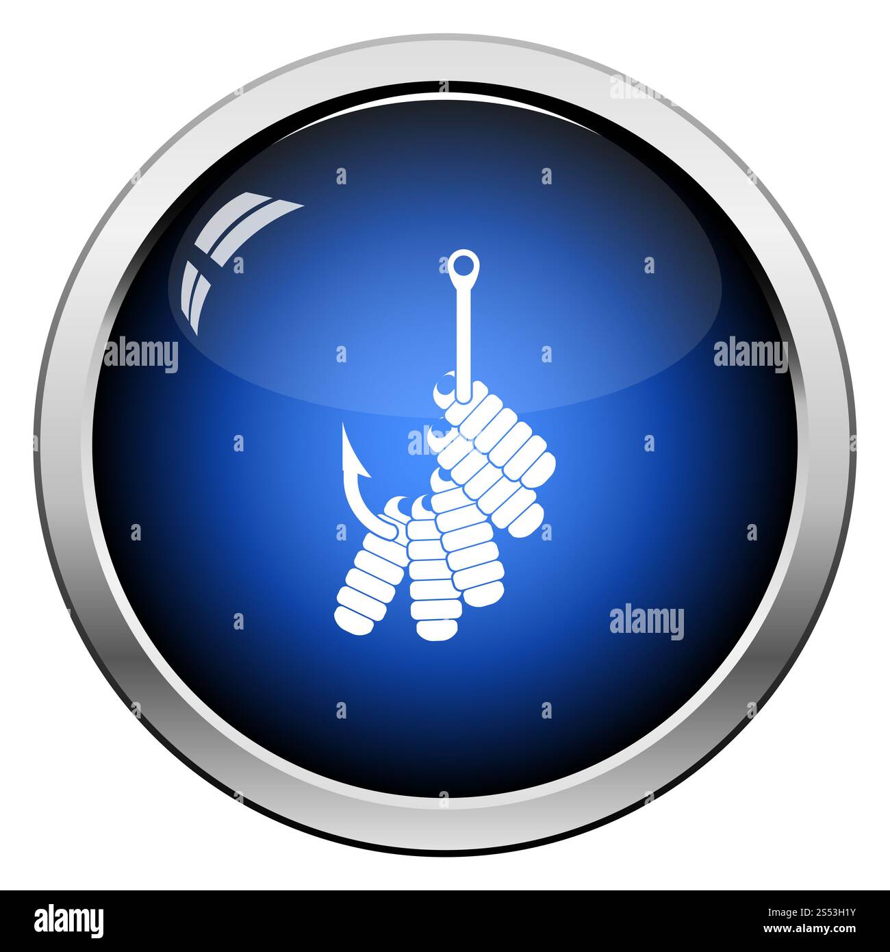 Icon Of Worm On Hook. Glossy Button Design. Vector Illustration Stock ...
