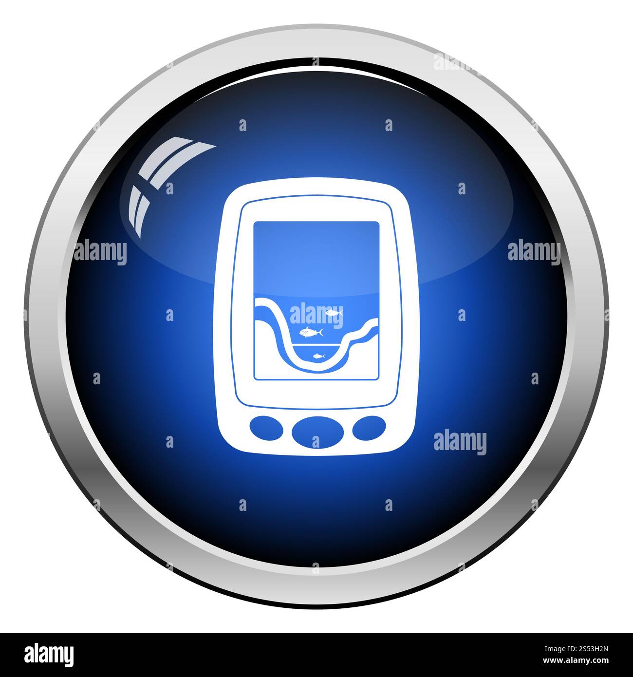 Icon Of Echo Sounder. Glossy Button Design. Vector Illustration Stock ...