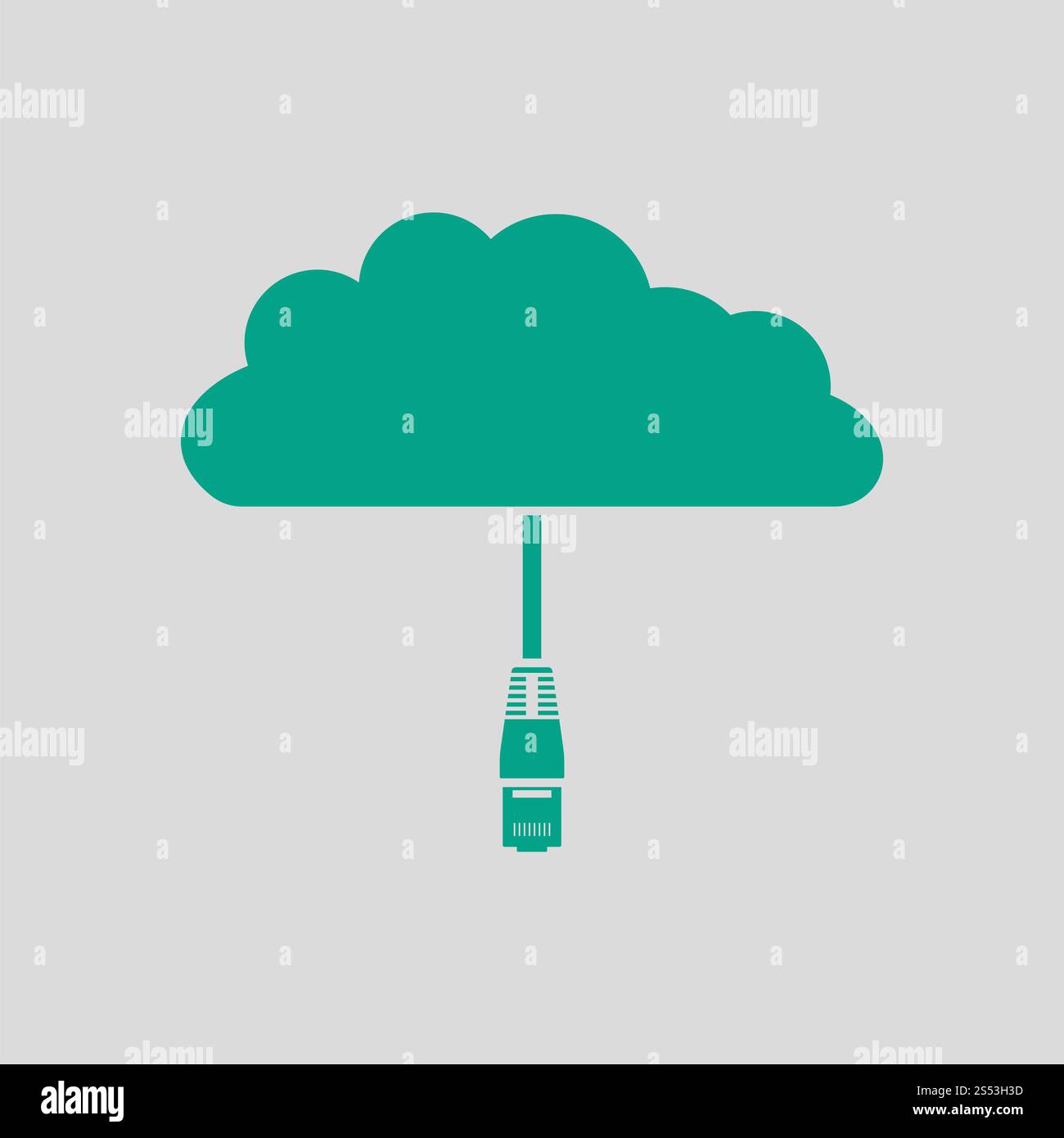 Network Cloud Icon. Green on Gray Background. Vector Illustration Stock ...