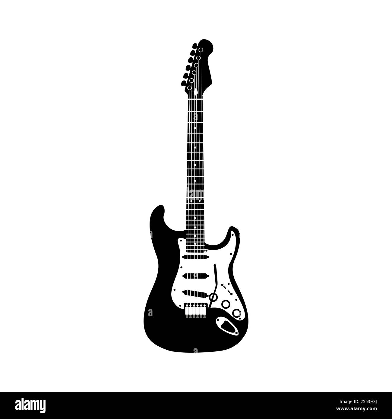 Electric Guitar String Musical Instrument Silhouette. Vector ...