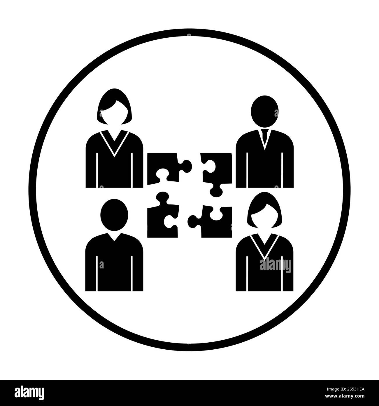 Corporate Team Icon. Thin Circle Stencil Design. Vector Illustration ...