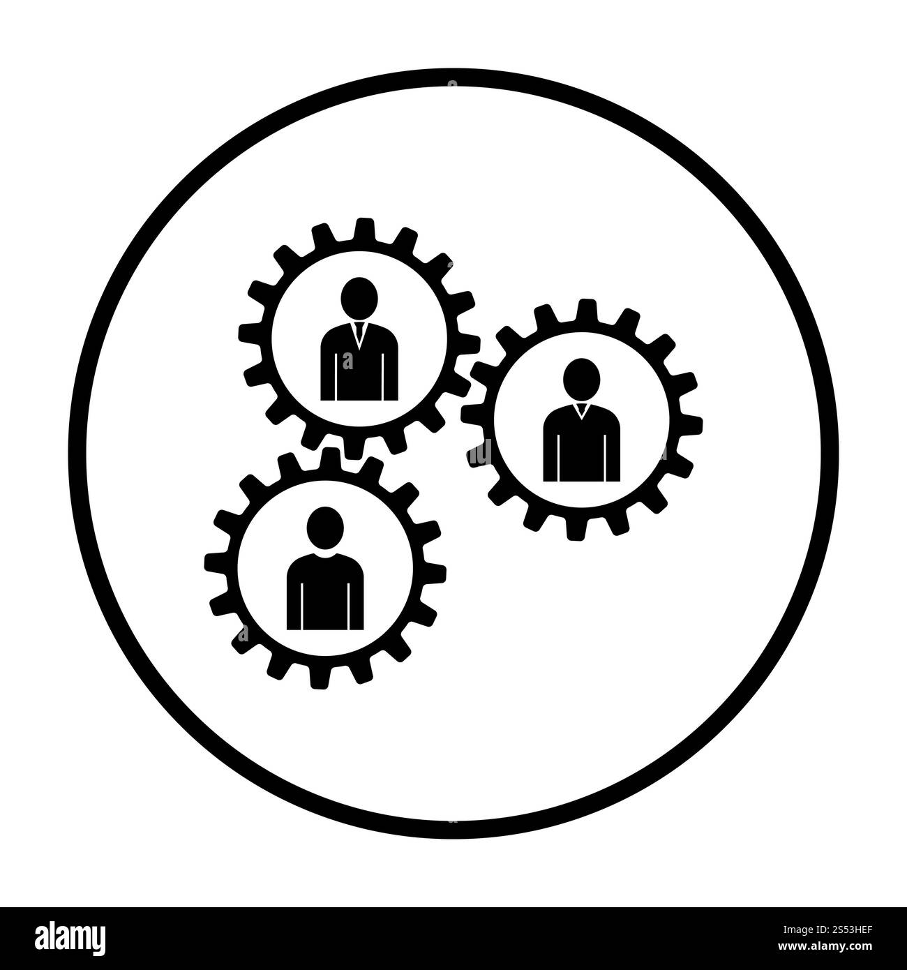 Teamwork Icon. Thin Circle Stencil Design. Vector Illustration Stock ...