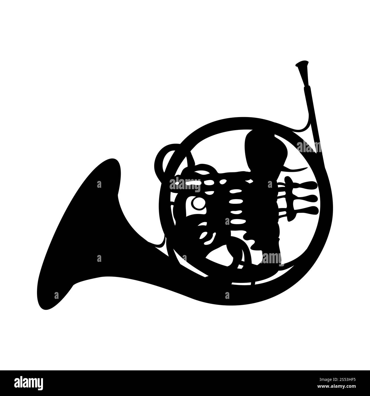 French Horn Wind Musical Instrument Silhouette. Vector Ilustration ...