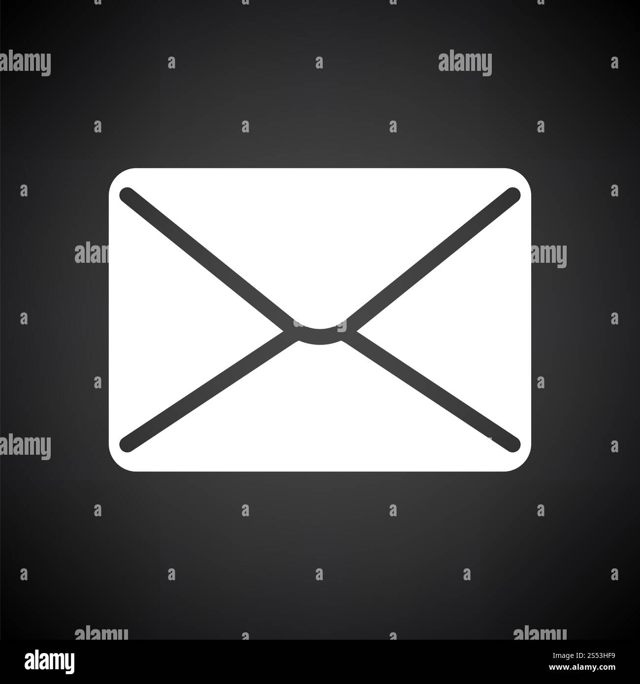 Mail Icon. White on Black Background. Vector Illustration Stock Photo ...