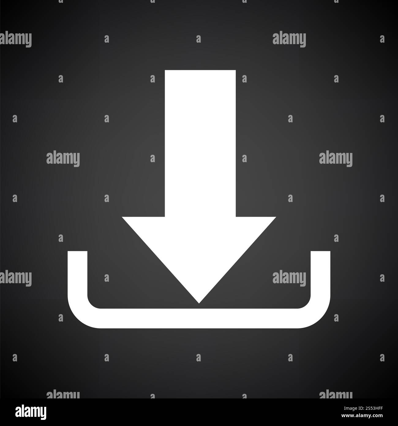 Download Icon. White on Black Background. Vector Illustration Stock ...