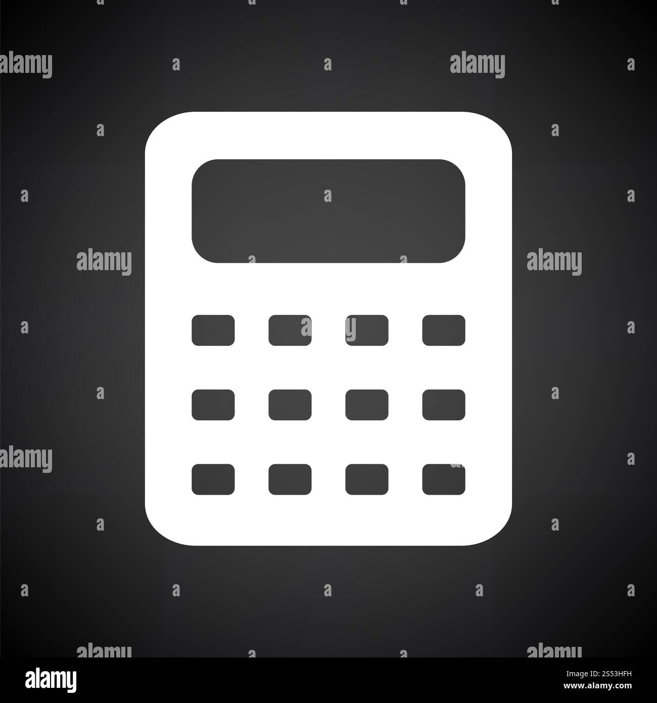 Calculator Icon. White on Black Background. Vector Illustration Stock ...