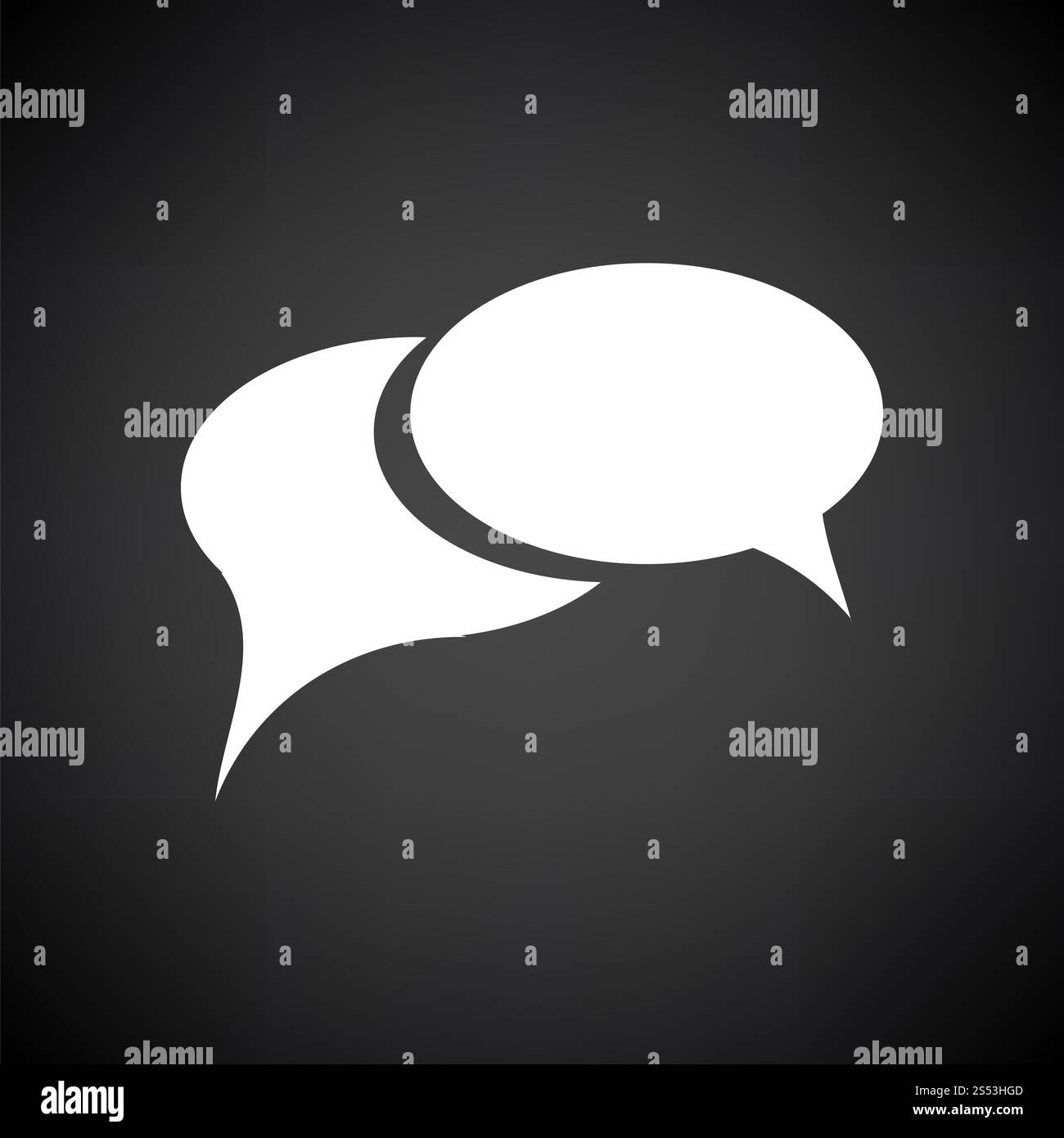 Chat Icon. White on Black Background. Vector Illustration Stock Photo ...
