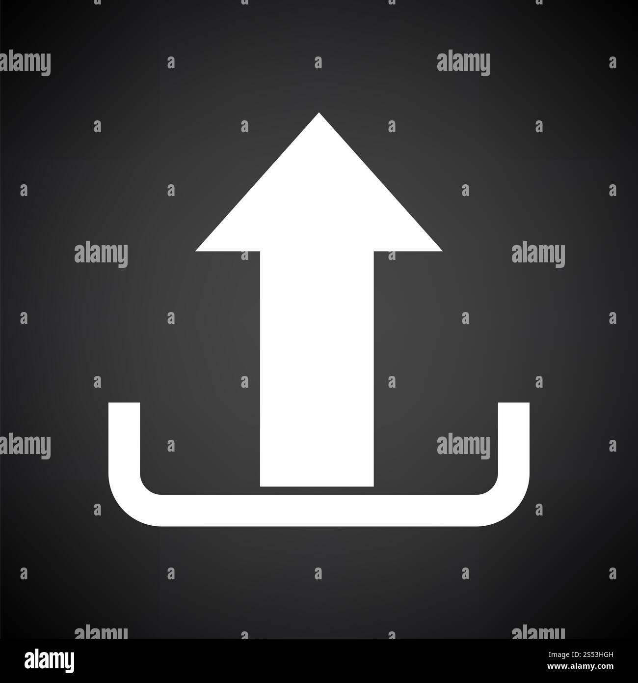Upload Icon. White on Black Background. Vector Illustration Stock Photo ...