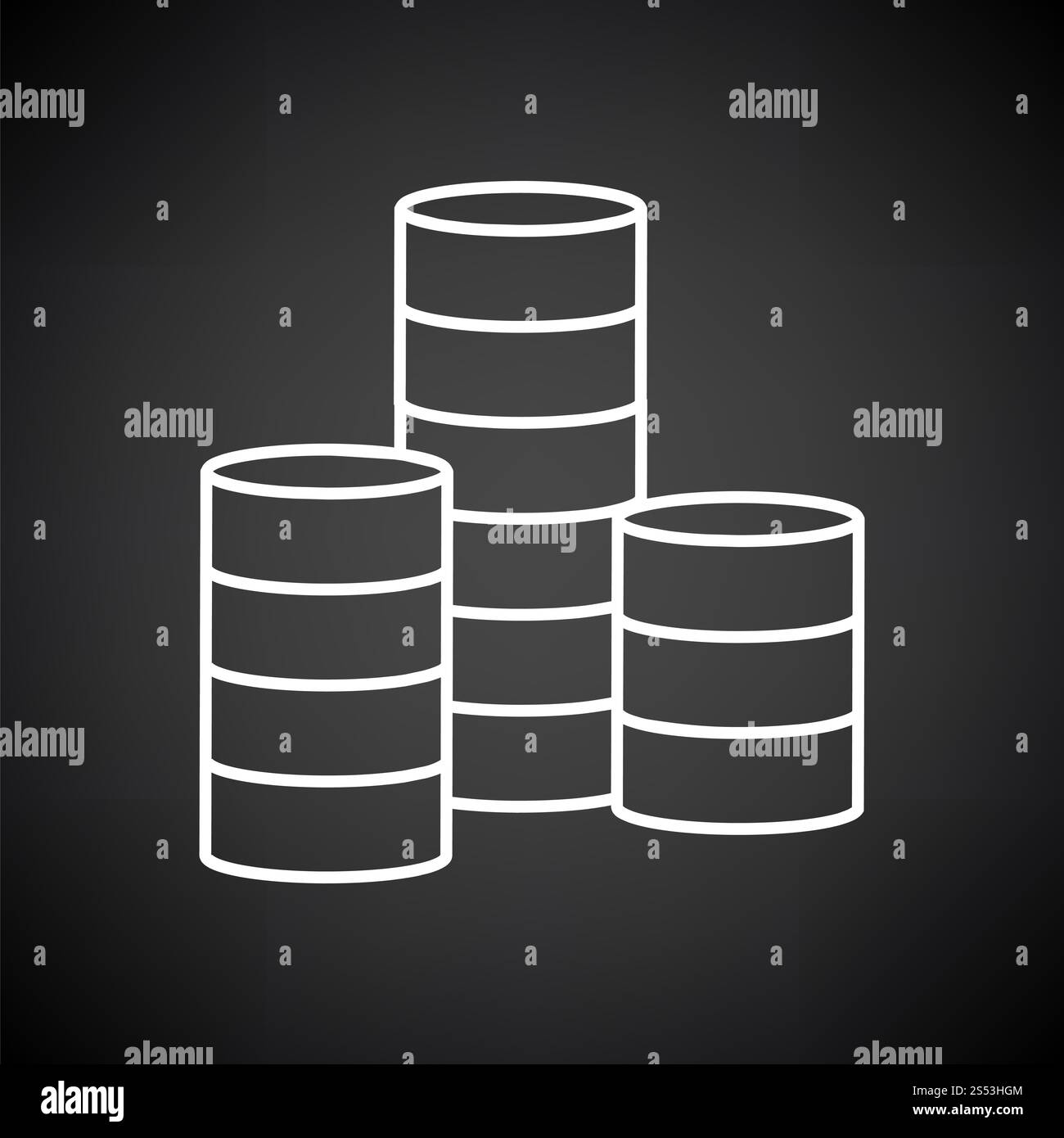 Coin Stack Icon. White on Black Background. Vector Illustration Stock ...