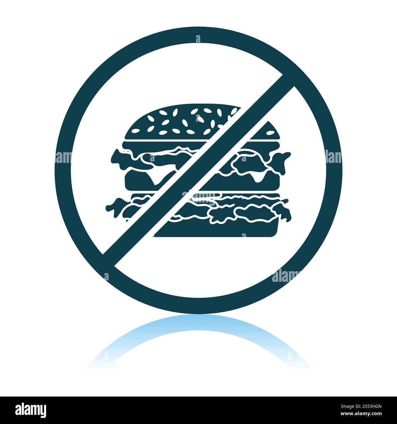 Prohibited Hamburger Icon. Shadow Reflection Design. Vector ...