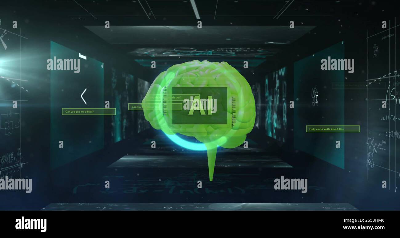 Image of ai text, human brain and data processing Stock Photo - Alamy