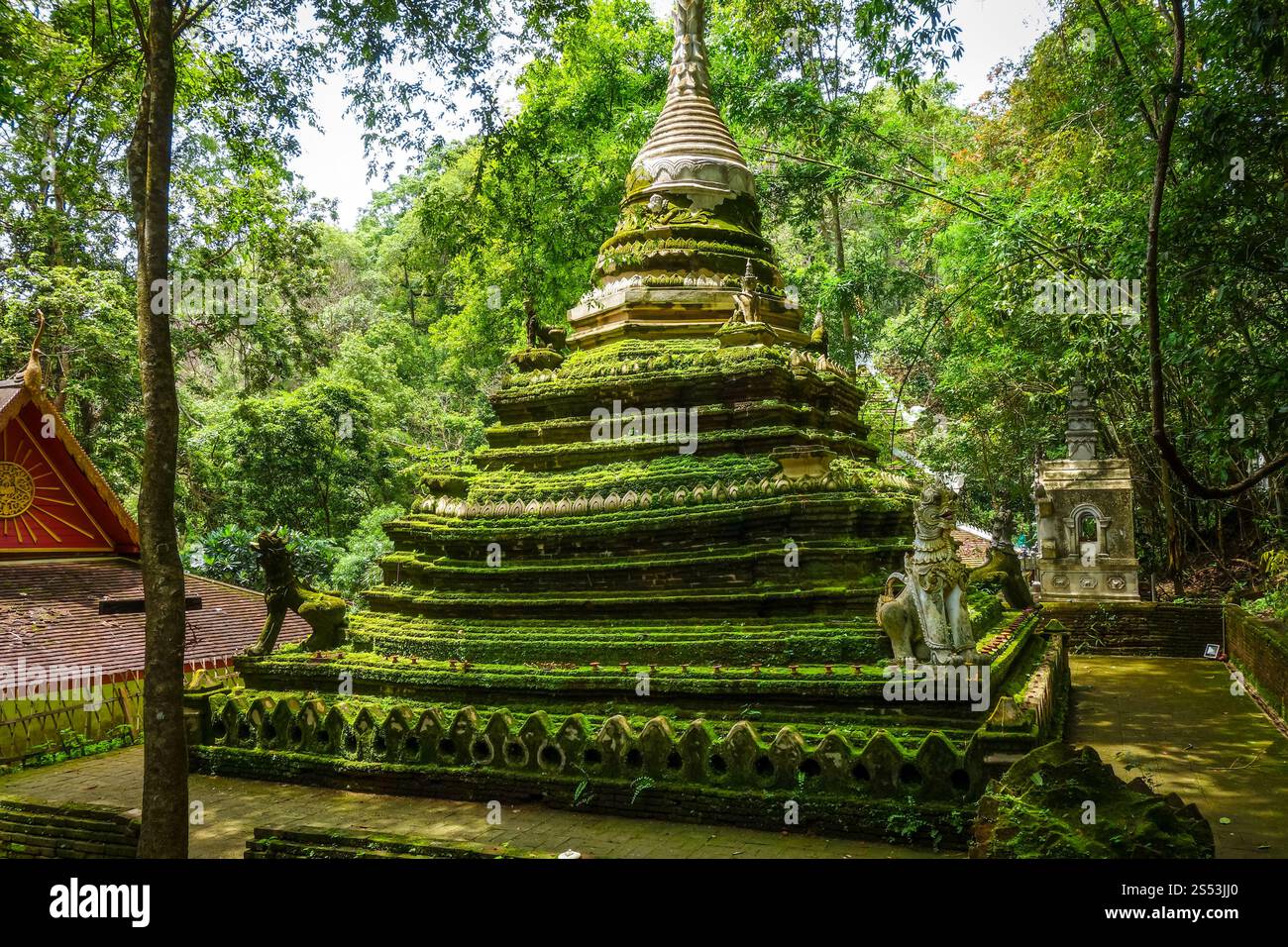 Wat Palad temple stupa in jungle, Chiang Mai, Thailand. Wat Palad ...