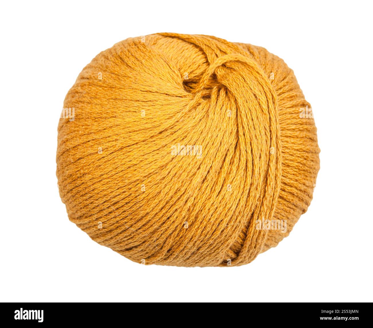 skein of yellow yarn isolated on white background Stock Photo - Alamy