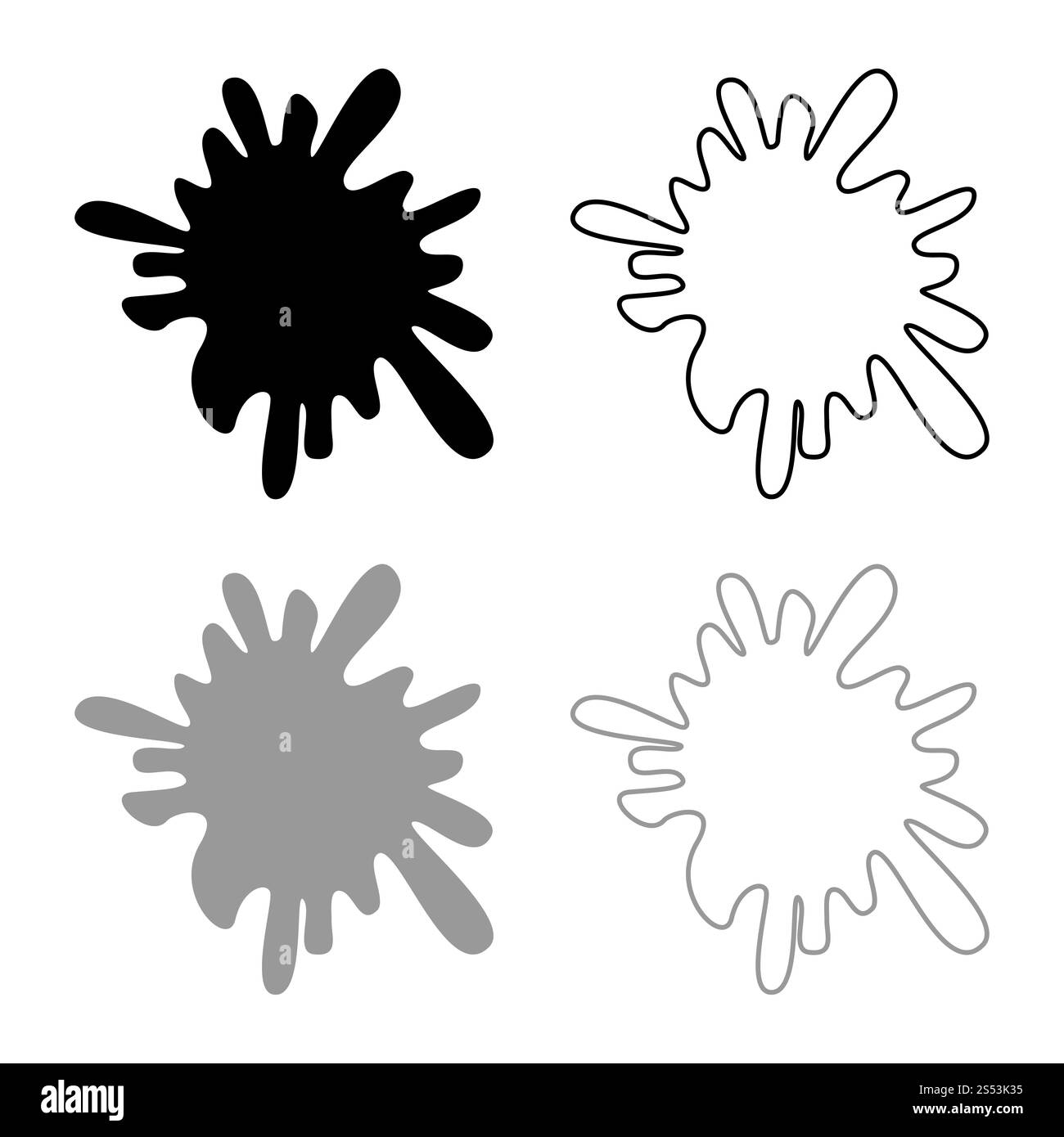 Blot Ink spot Paint splash icon outline set black grey color vector ...
