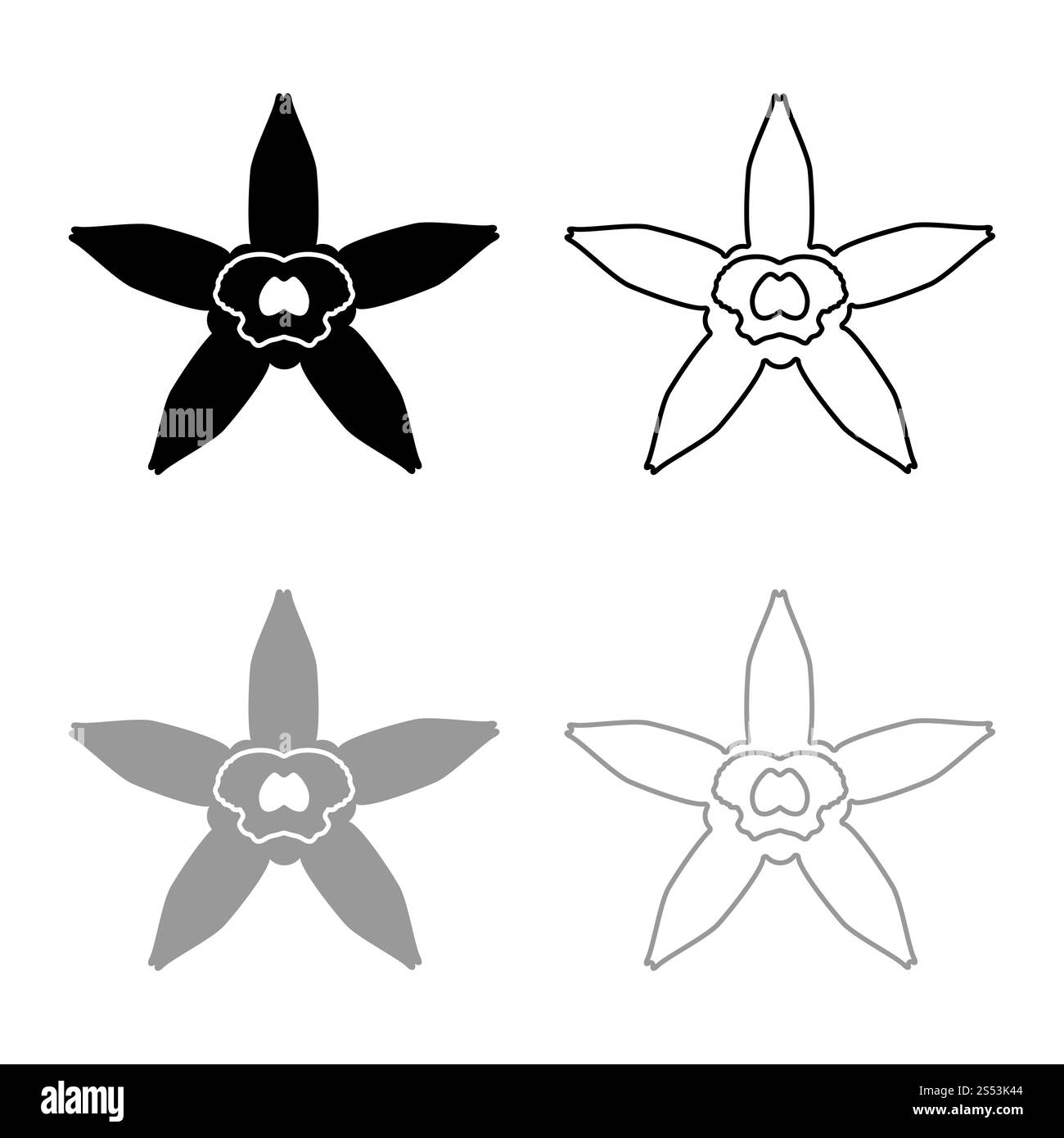 Vanilla flower icon outline set black grey color vector illustration ...