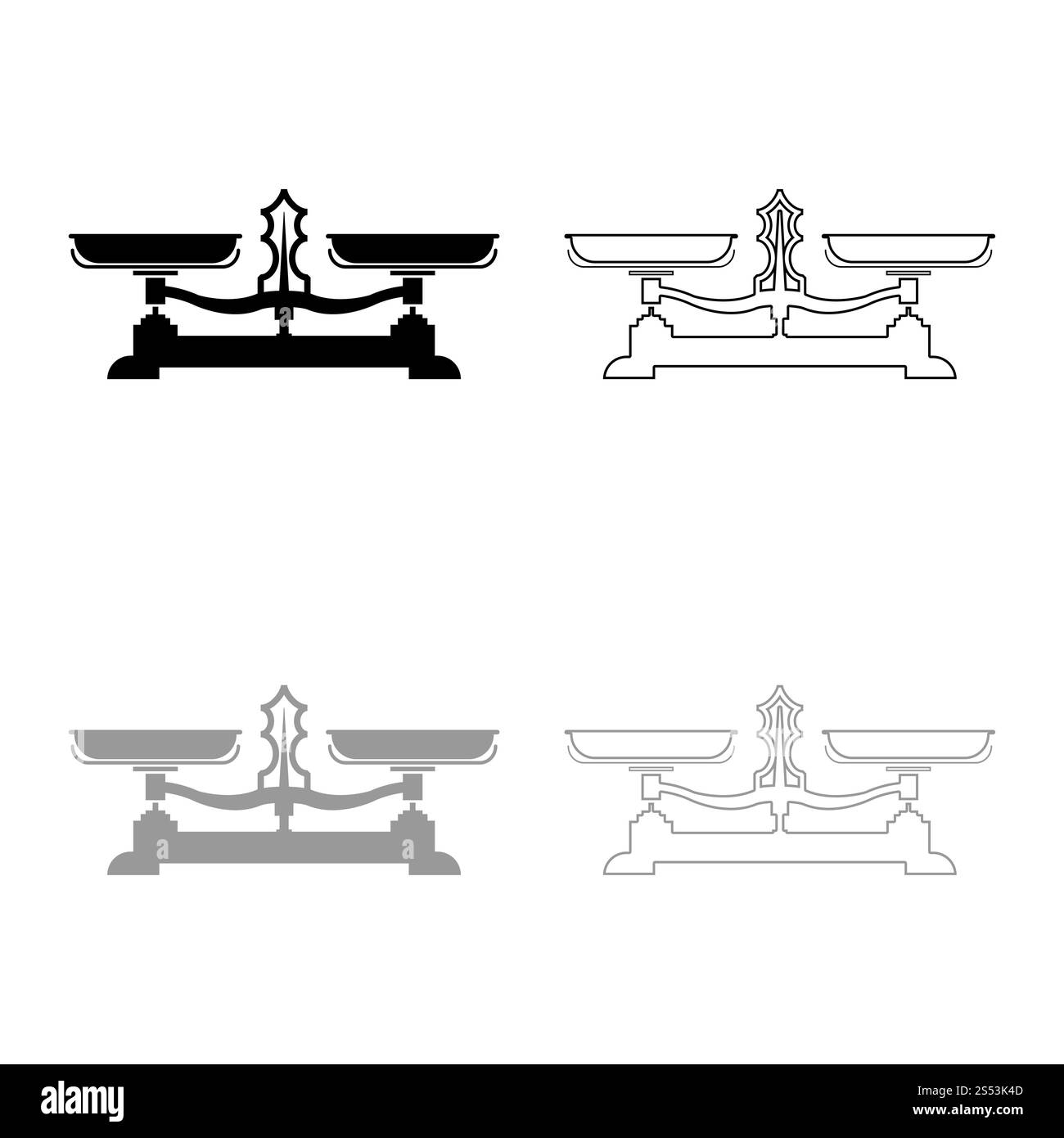 Balancing scales Store weigher Libra icon outline set black grey color ...