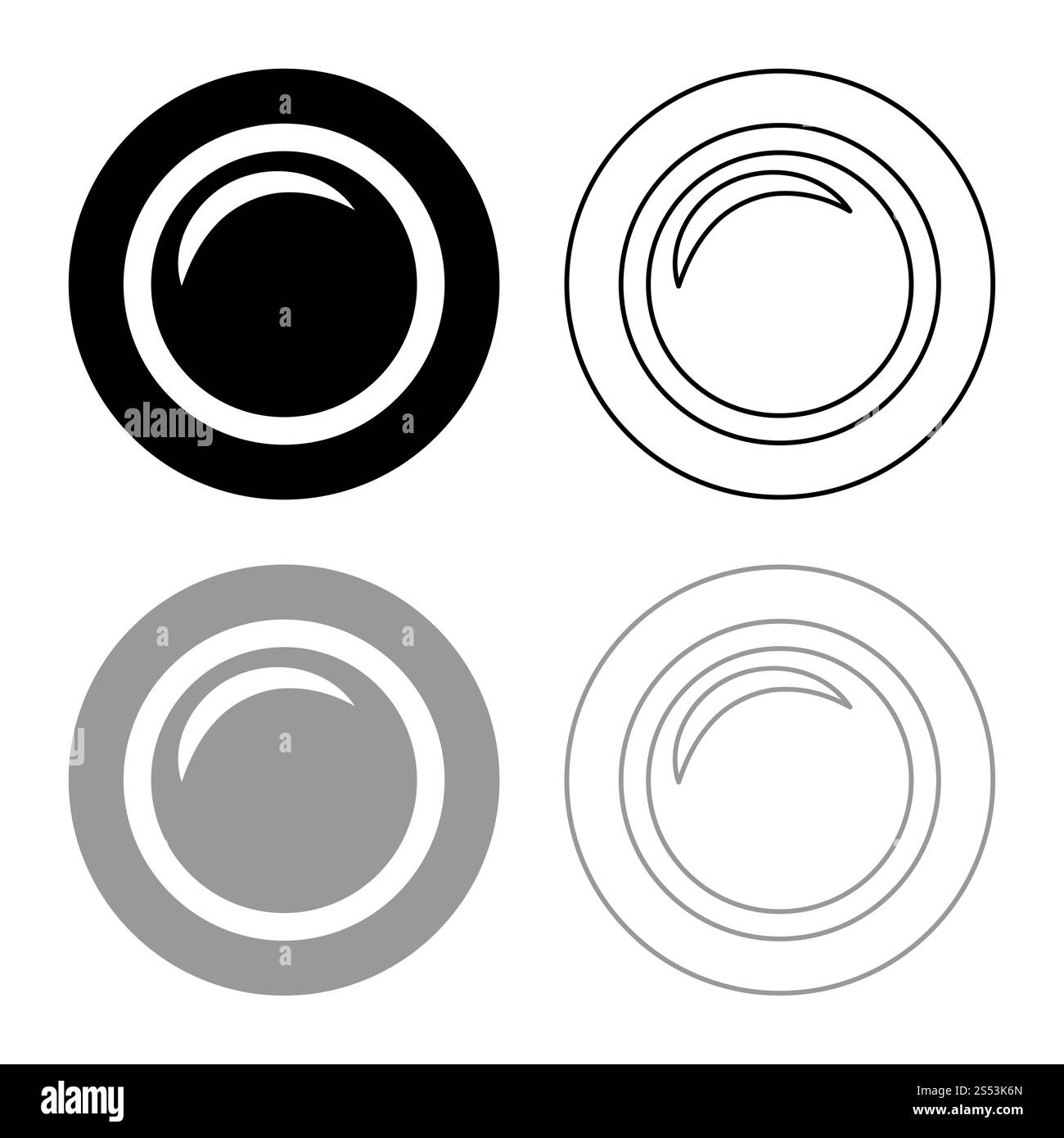 Camera lens photo equipment icon outline set black grey color vector ...