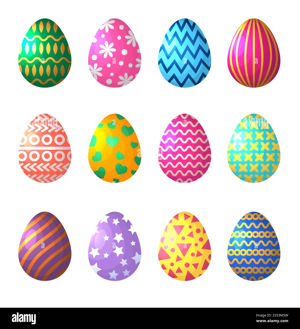 Easter eggs in cartoon style. Celebration symbols easter eggs, spring ...