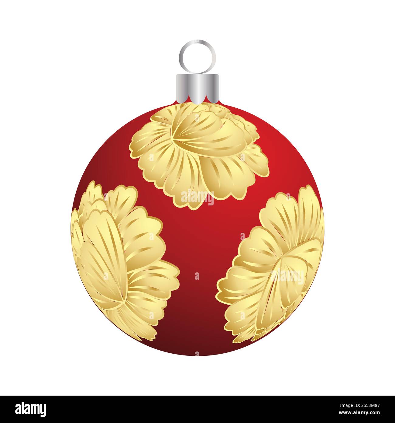 Christmas (New Year) Ball. Red With Gold Design. Vector Illustration ...