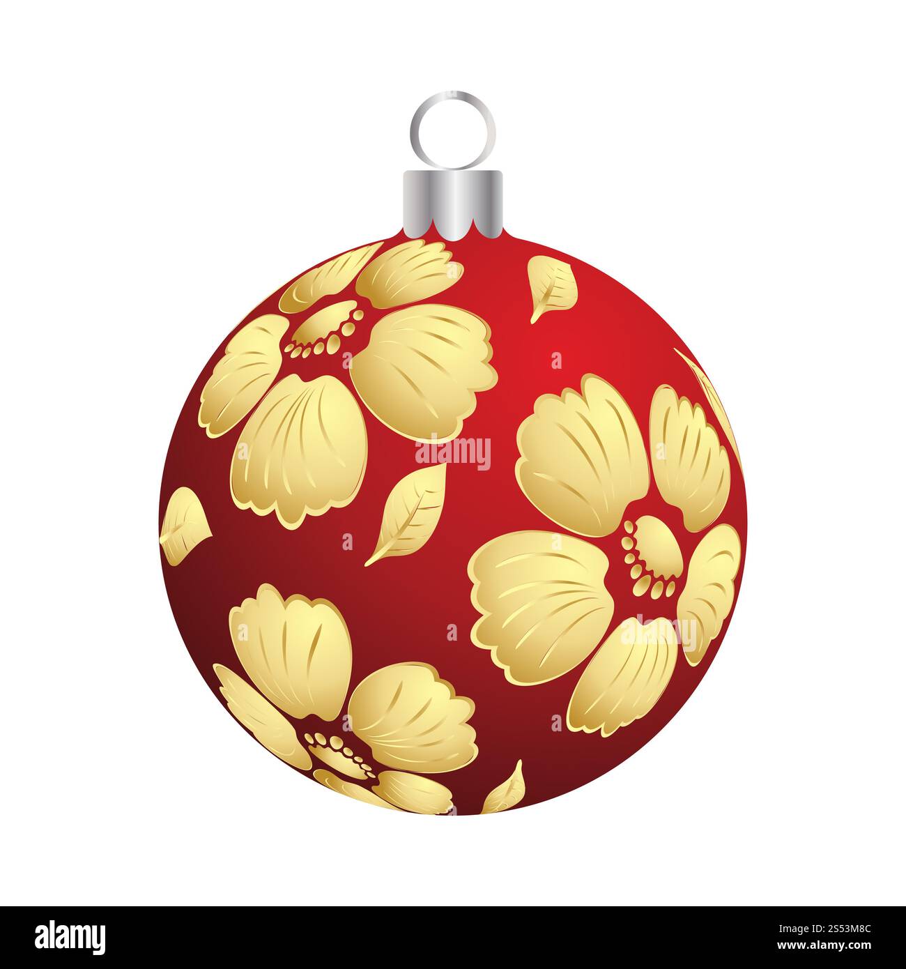 Christmas (New Year) Ball. Red With Gold Design. Vector Illustration ...