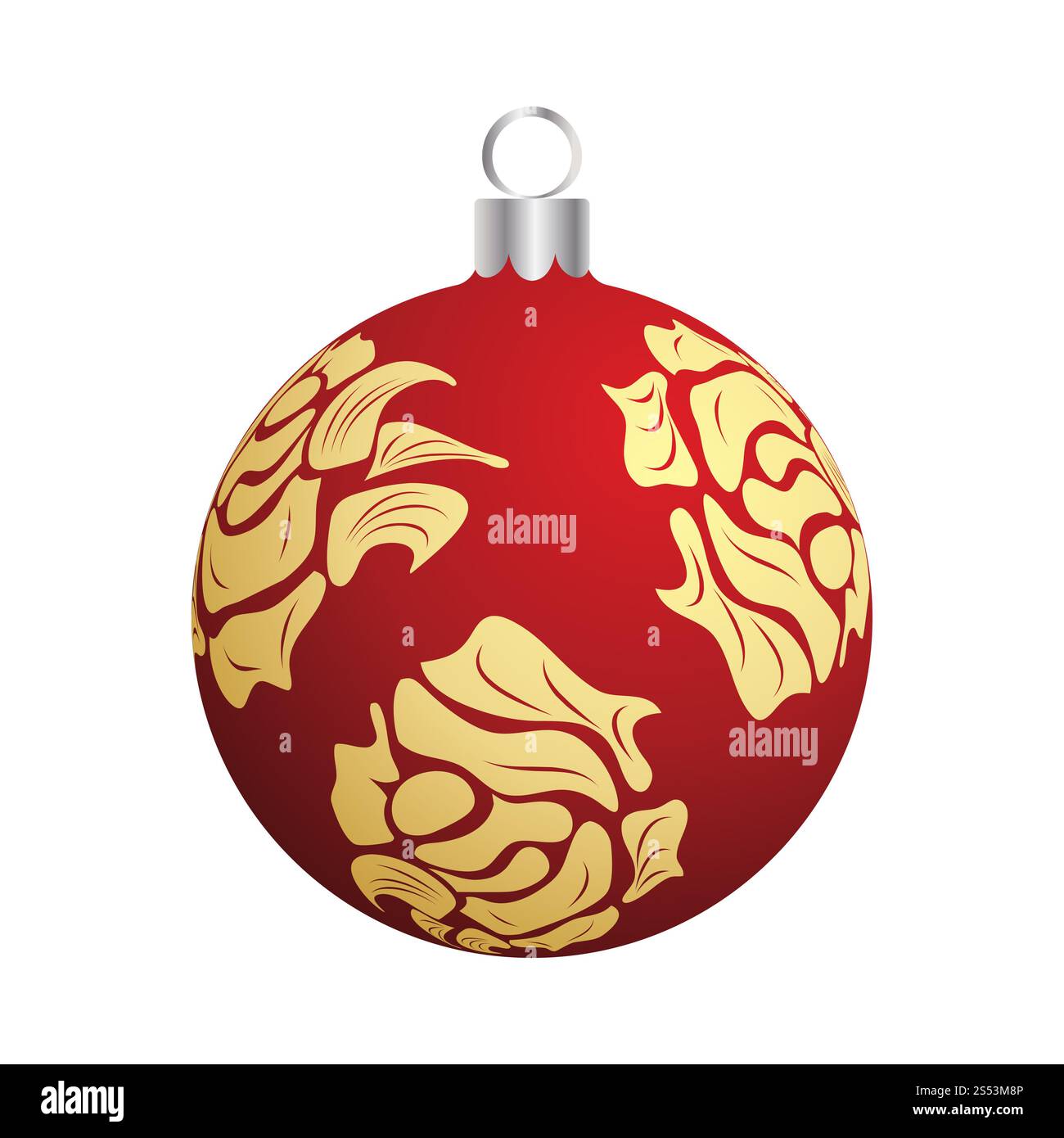 Christmas (New Year) Ball. Red With Gold Design. Vector Illustration ...