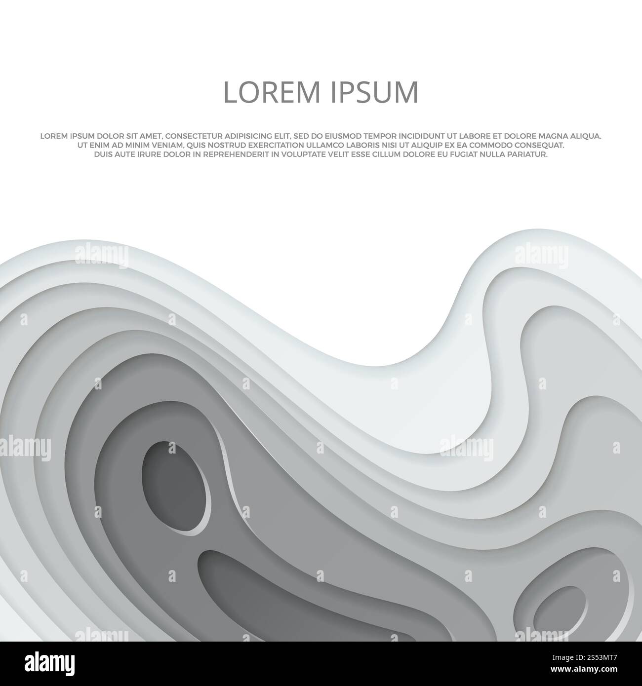 Monochrome banner poster grey vector paper cut flyer template ...