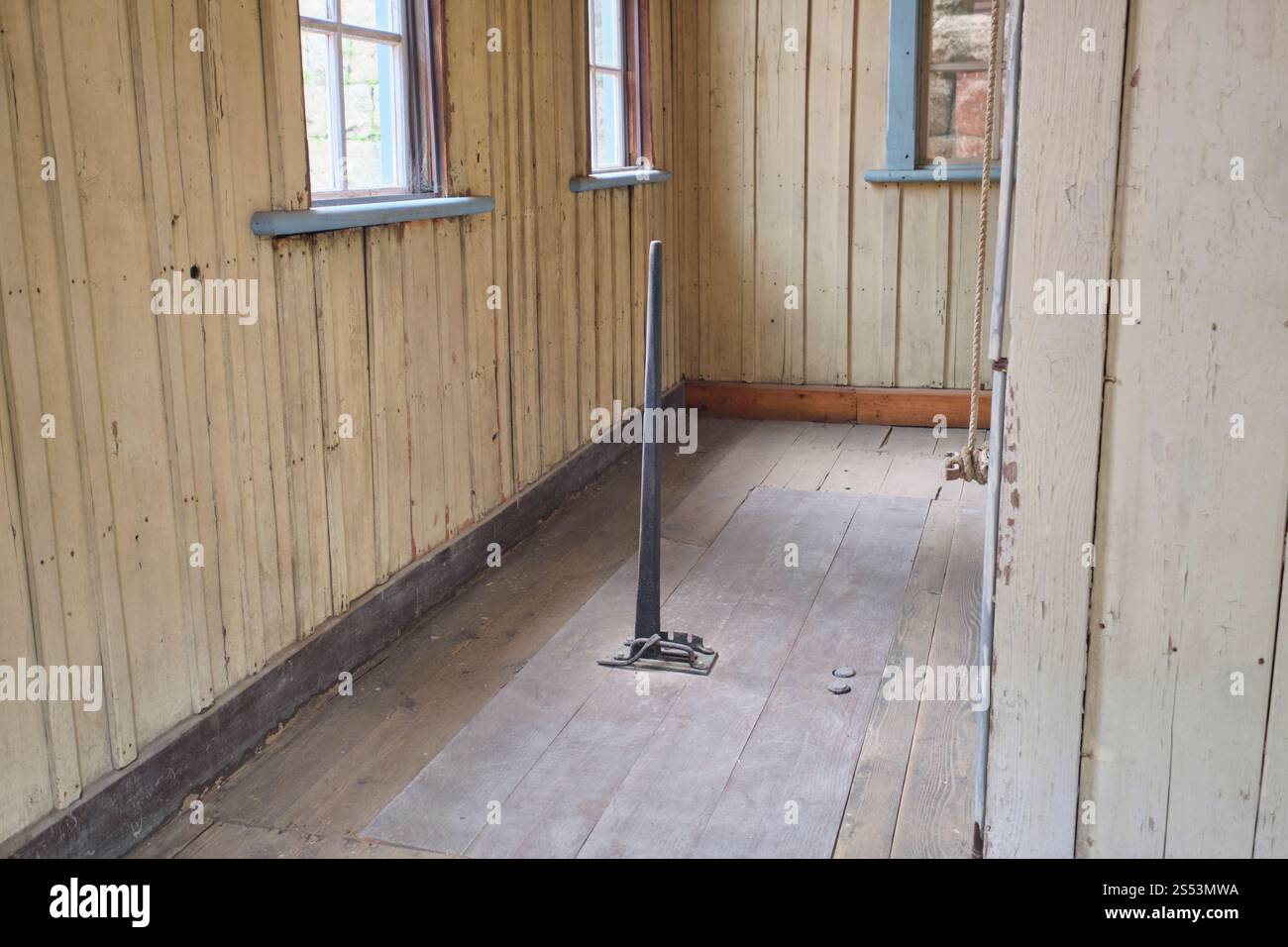 The lever used to open the trap door below the stool. At the execution ...