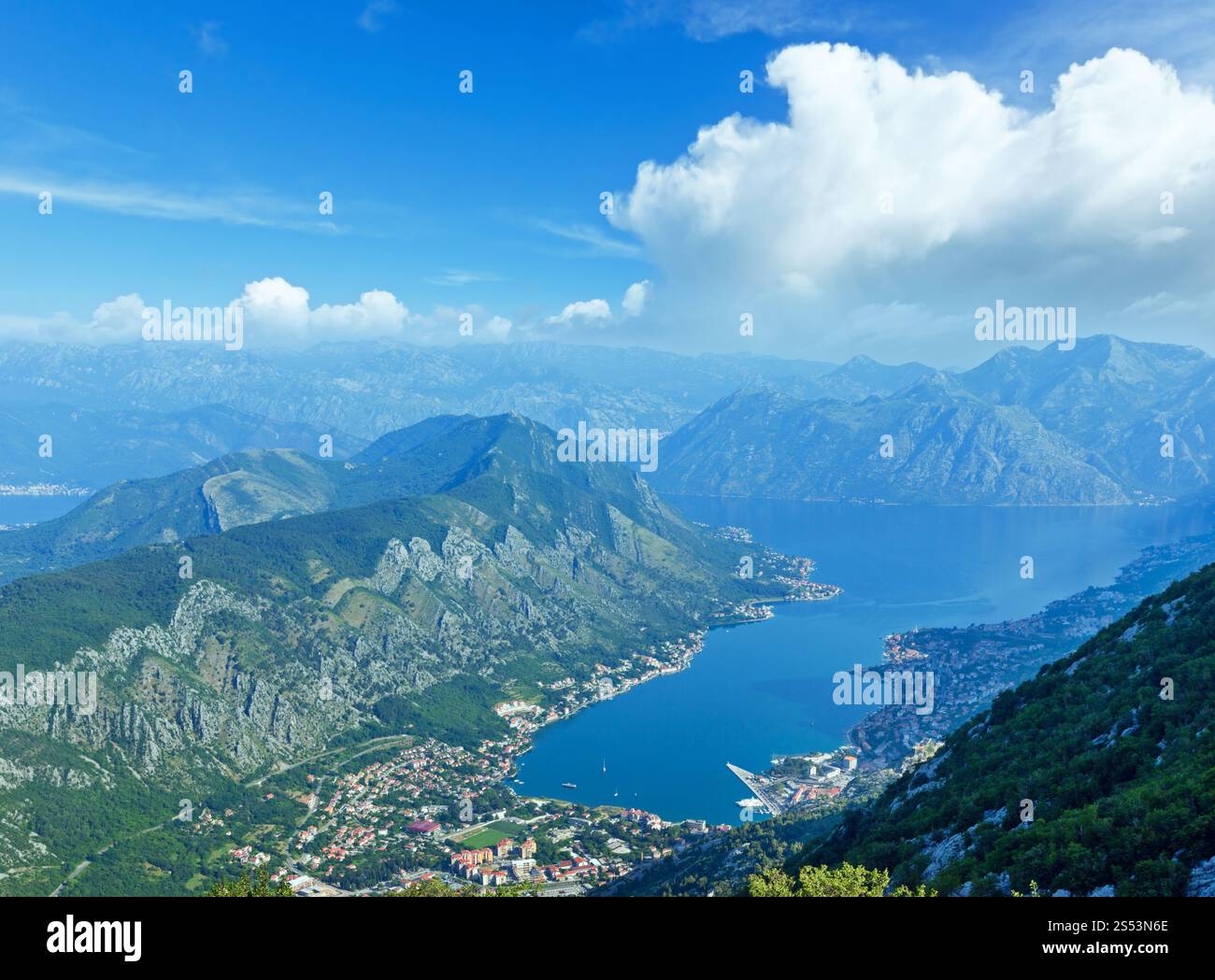 Kotor town summer morning view from up (Boka Kotorska Bay, Montenegro ...