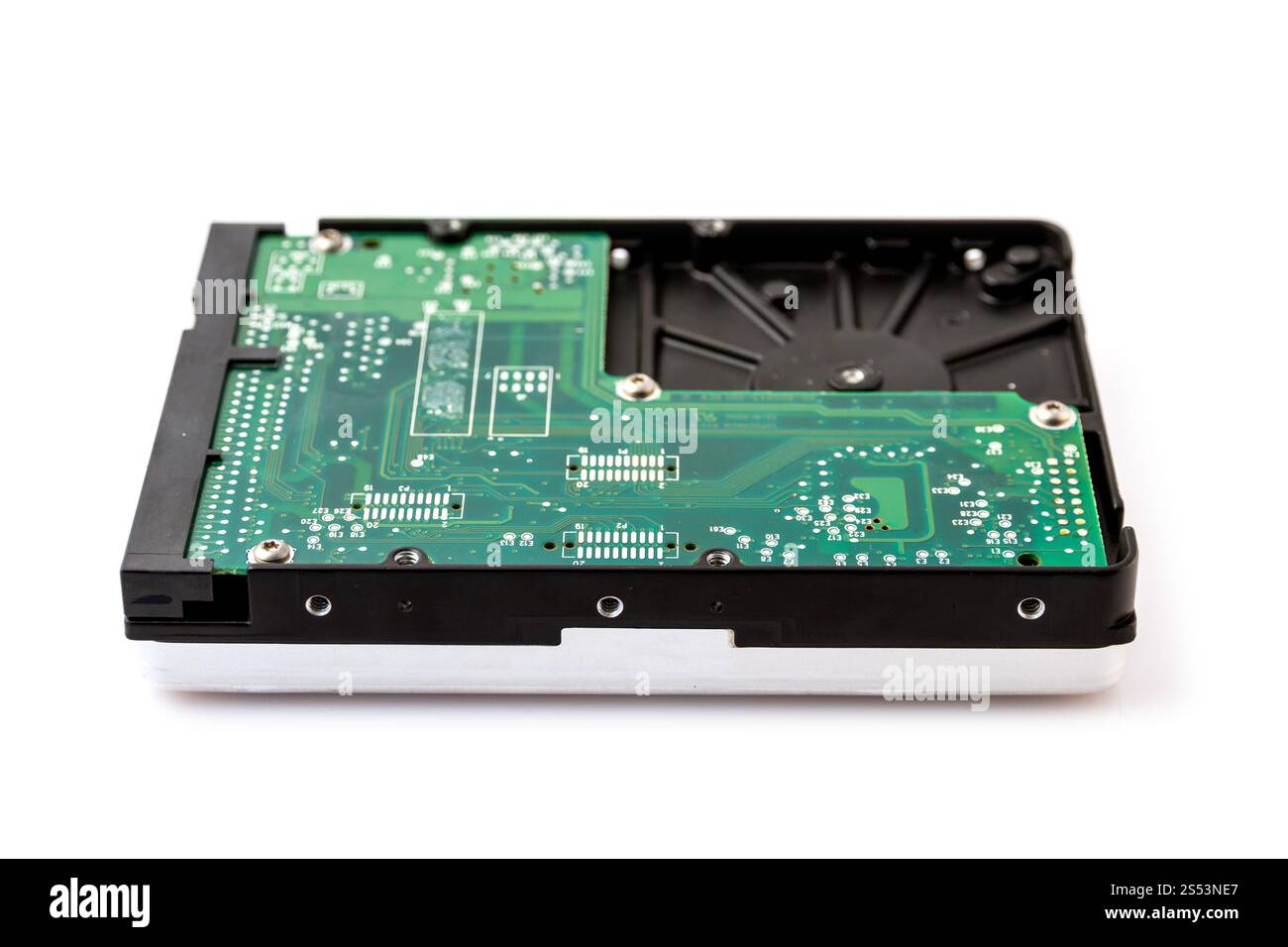 Opened hard disk drive isolated on white background. Hard disk drive ...