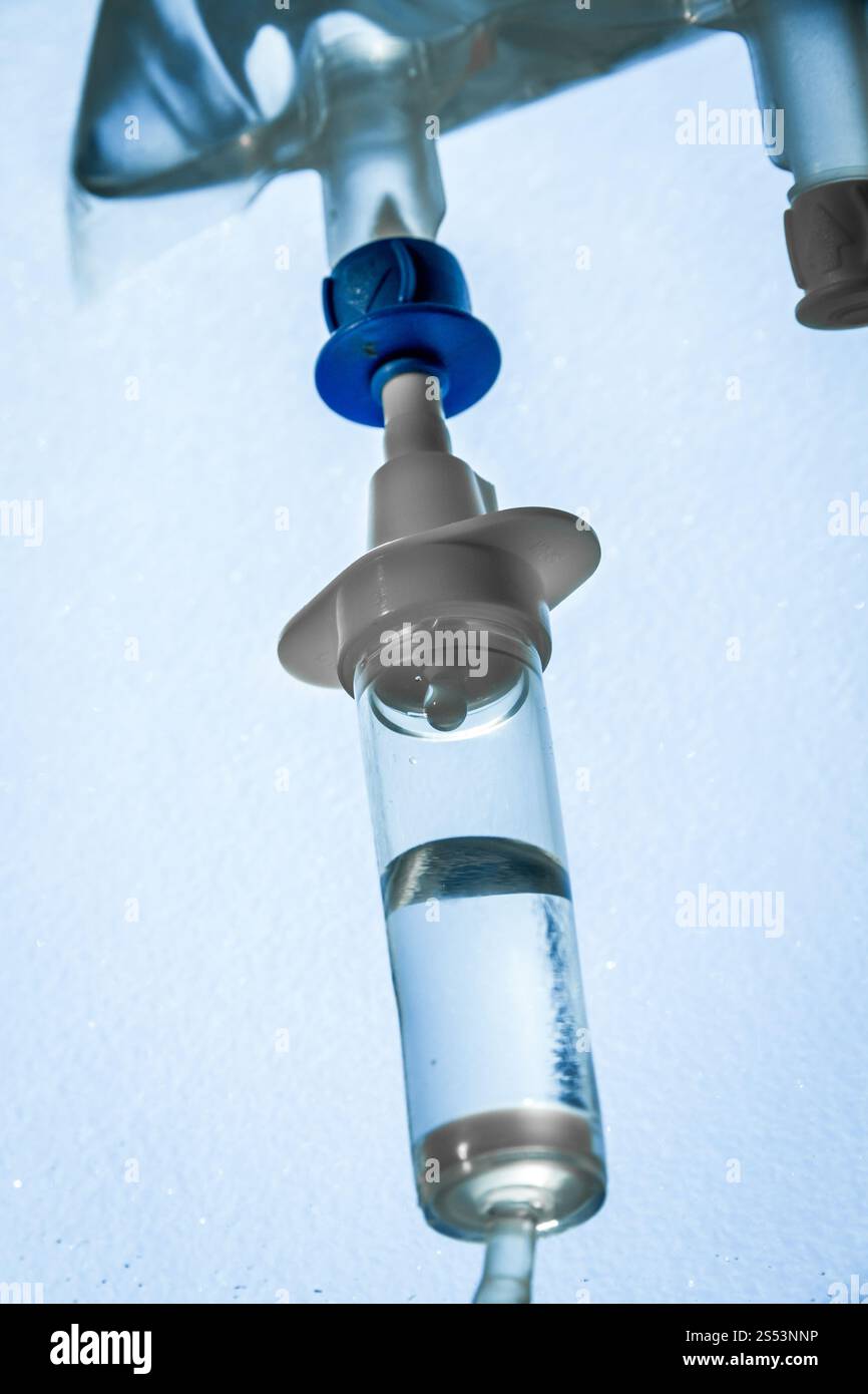 Closeup view of intravenous infusion drip equipment in hospital Stock ...
