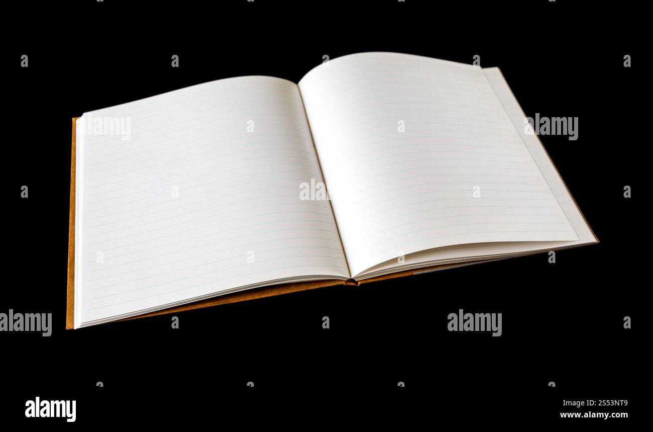 Open blank notebook mockup, isolated on black. Open blank notebook ...