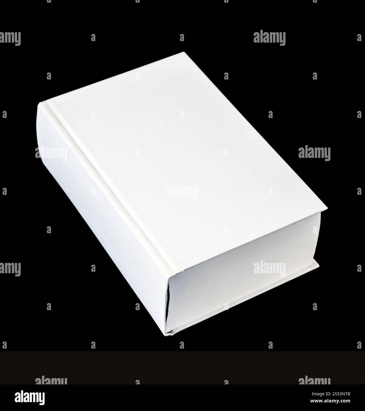 Closed blank dictionary, book mockup, isolated on black. Top view ...