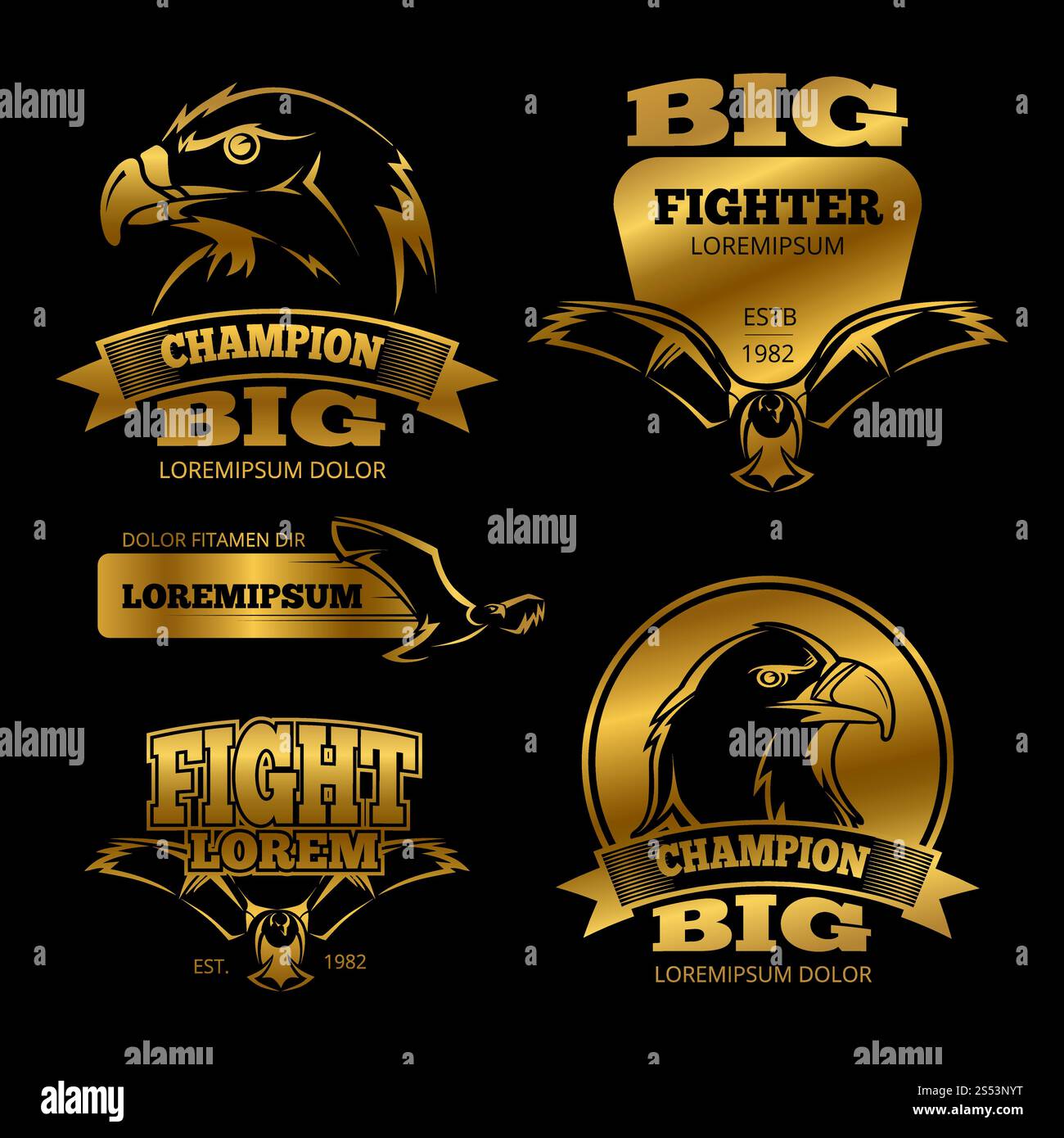 Shiny golden eagle heraldry vector labels hi-res stock photography and ...