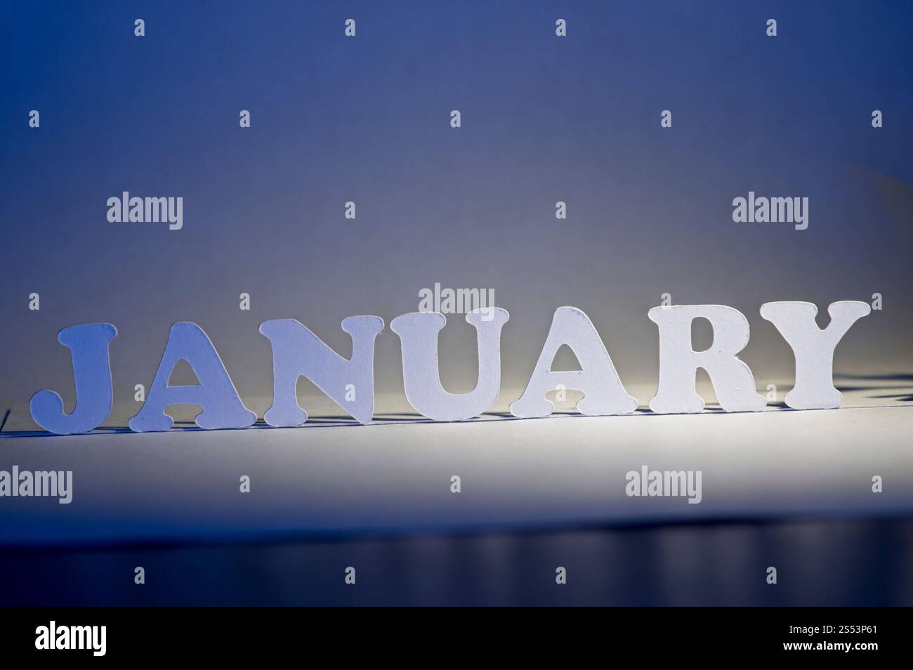 Card stock cutouts of month of January Stock Photo - Alamy
