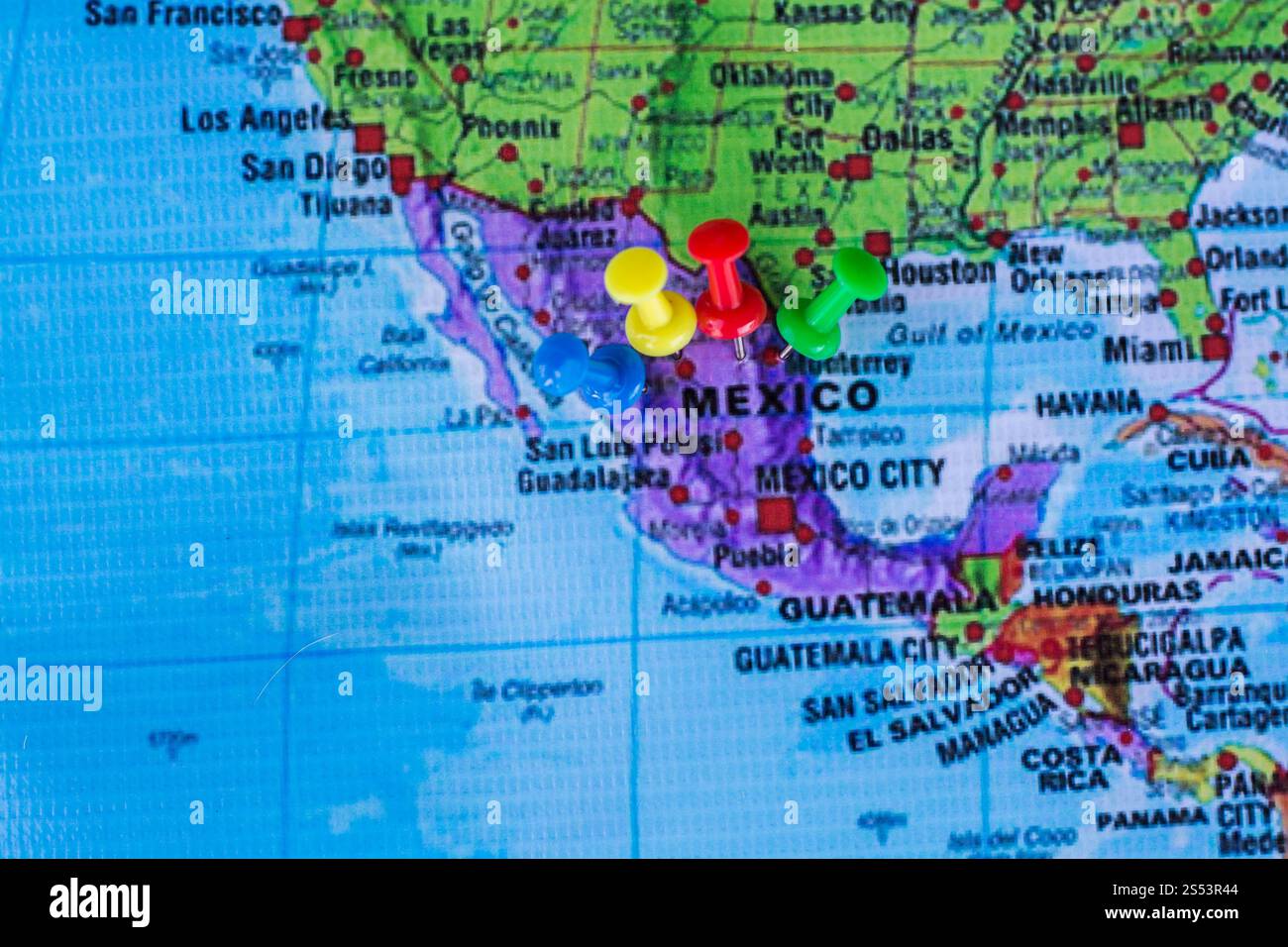 pushpin marking the location, Mexico Stock Photo - Alamy