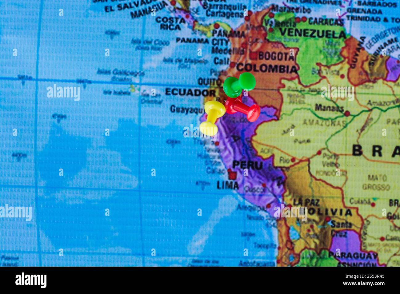 Pinned ecuador map hi-res stock photography and images - Alamy