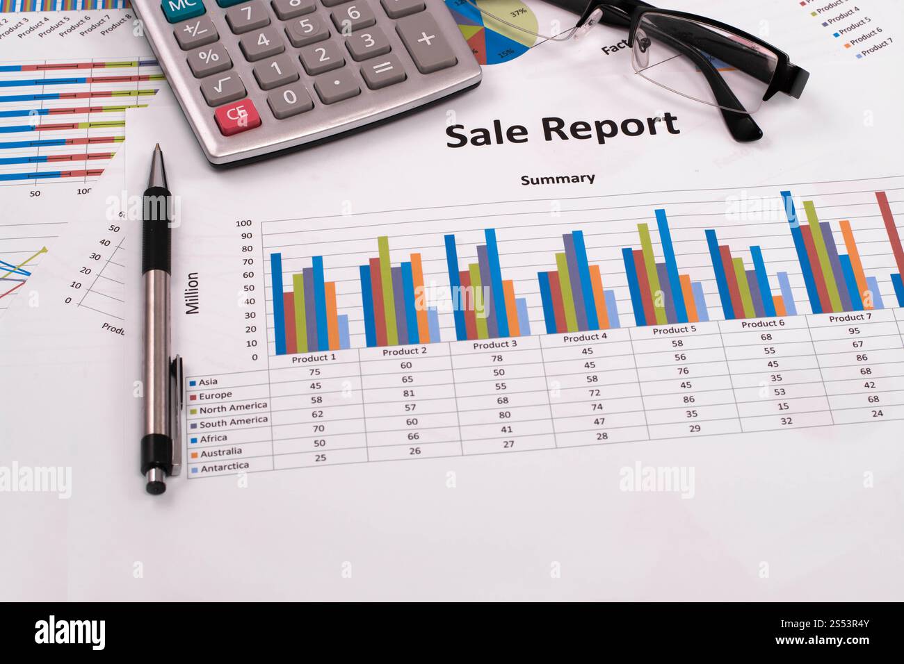 business chart report, business paper Stock Photo - Alamy