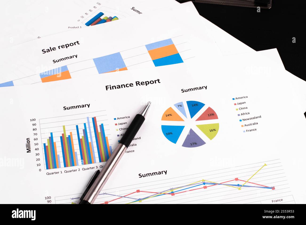 business chart report, business paper Stock Photo - Alamy