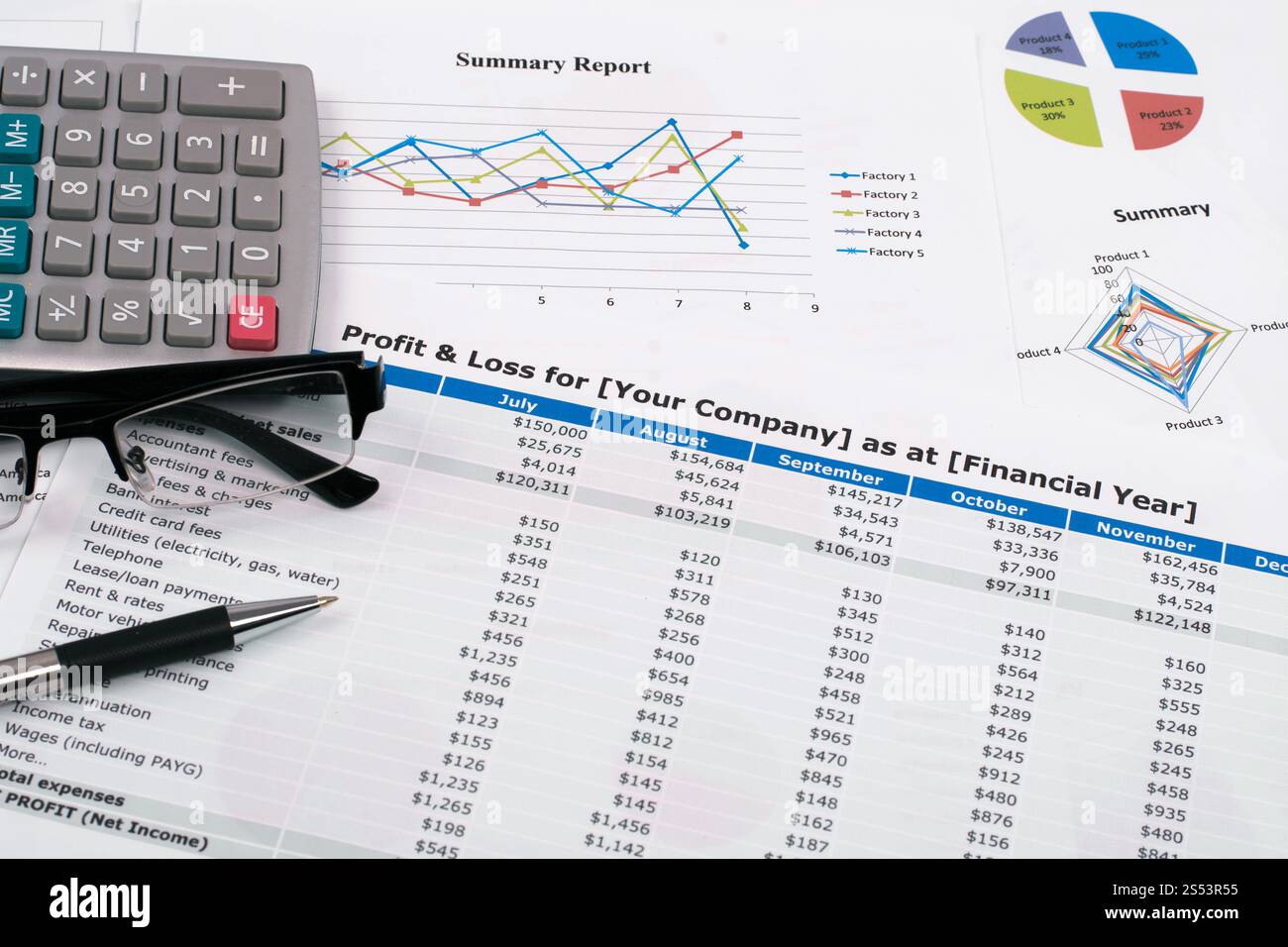 business chart report, business paper Stock Photo - Alamy