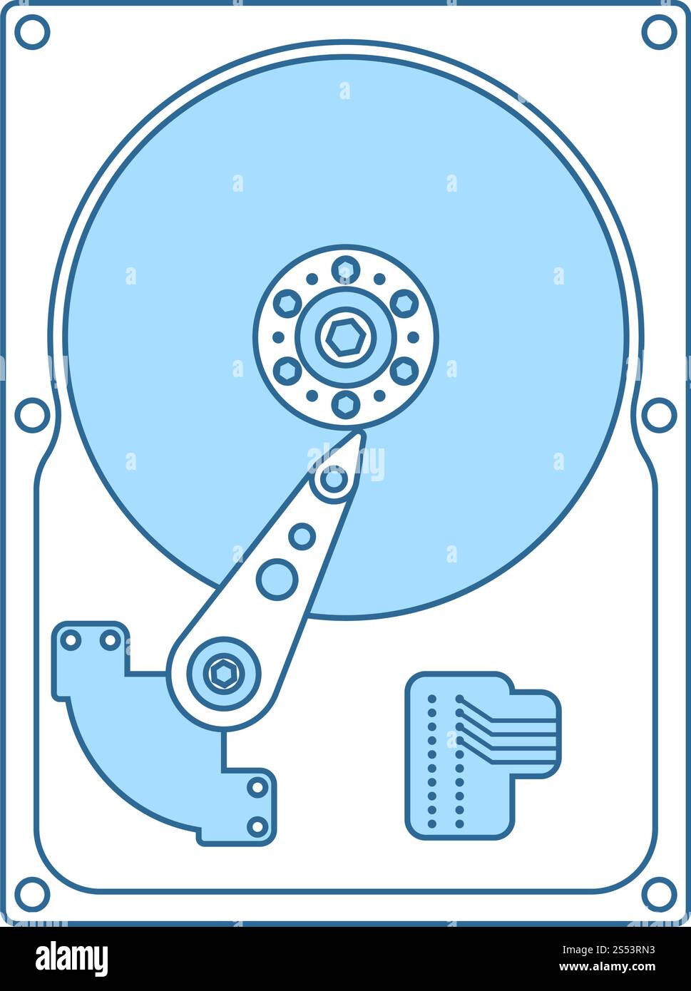 HDD Icon. Thin Line With Blue Fill Design. Vector Illustration Stock ...