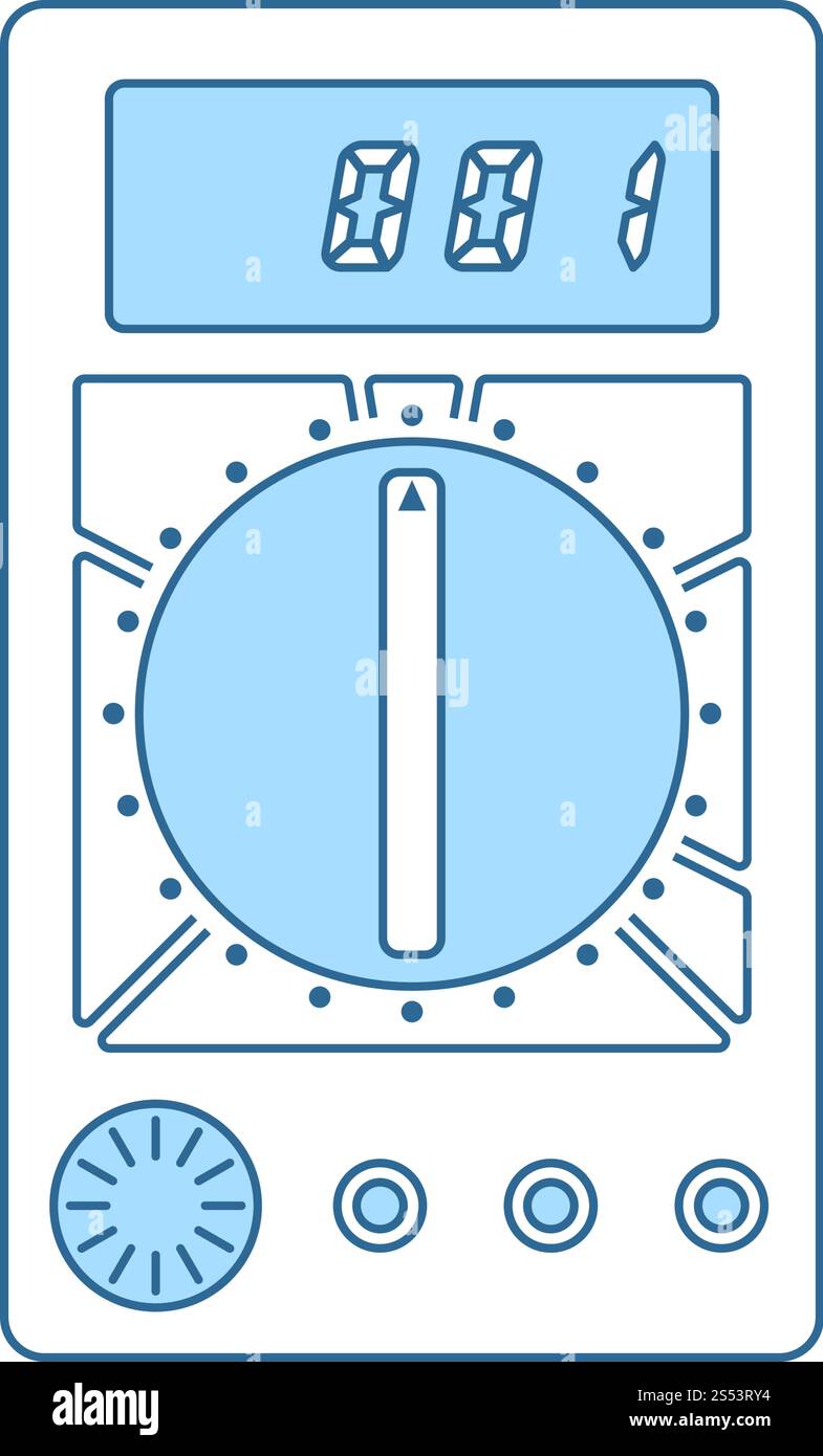 Multimeter Icon. Thin Line With Blue Fill Design. Vector Illustration ...