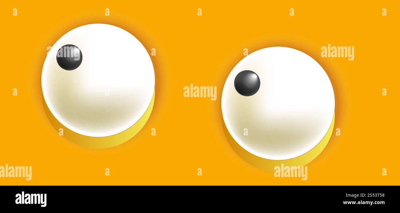 Smiley eyes isolated cartoon vector illustration on yellow background ...